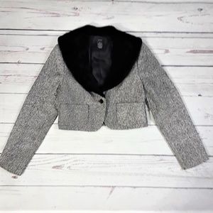 Sandra | Jackets & Coats | Cropped Faux Fur Collared Jacket Size 4 ...